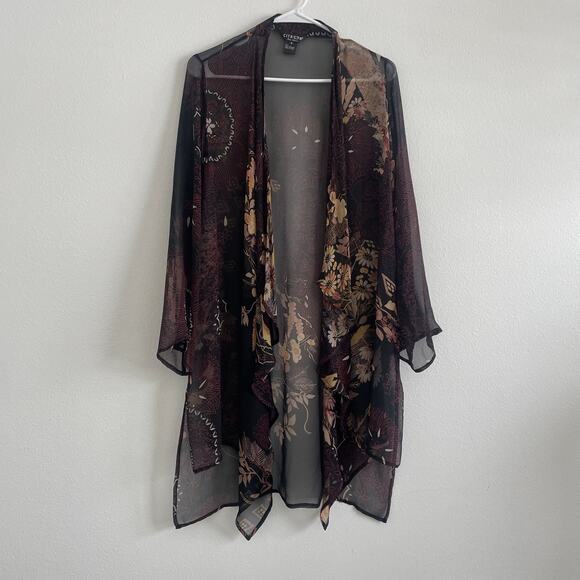Citron | Tops | Citron Cardigan Top Women S Black Silk Art To Wear ...